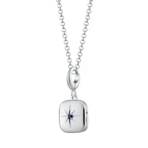 LILY CHARMED Silver / Blue Sterling Silver Star Locket Necklace With Blue Stone - Silver/blue