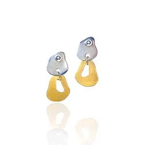 BIO-TRIMMINGS Gold / Silver Tesla Earrings Two Tone - Gold/silver