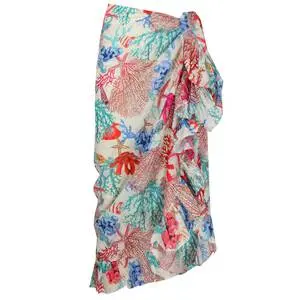 Loveist Store Lalla Summer Printed Ruffle Pareo - Orange/red
