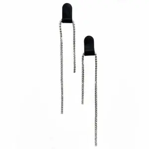 WAIWAI Rhinestone Dangle Earrings - Black
