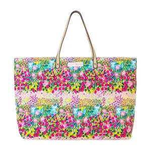 EVELYN & KATE Westie Classic Canvas Tote With Leather Straps - Pink