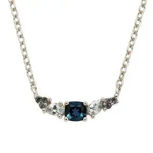 DAINTY LONDON Elegant Topaz Cluster Silver Necklace Zaria - Blue
