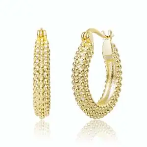 GENEVIVE Colored Ribbed Hoop Earrings