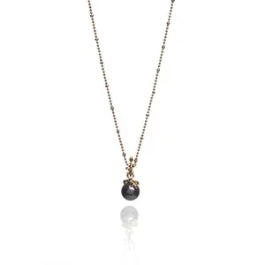 KASUN LONDON Dark Pearl Pendant - Gold