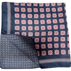 LAZYJACK PRESS Double Sided Italian Silk Bloom Scarf - Blue