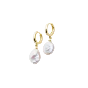 SPERO LONDON Treated Freshwater Cultured Drop Baroque Pearl Earrings Sterling Silver - Gold