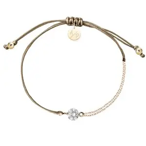 ADRIANA PAPPAS DESIGNS Cz Solitaire Bracelet On Colored Cord Cappuccino - Brown
