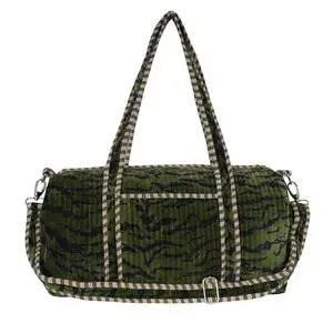CYC Green / Black The Tiger Velvet Weekender In Green - Green/black