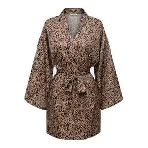 ORIGIN OF HEARTS Itami Satin Kimono Robe For Elevated Living - Brown