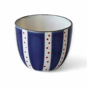 Lali Design Studio Blue / Red / White Enjoy Navy Stripe And Dots Espresso Cup Porcelain - Blue/red/white