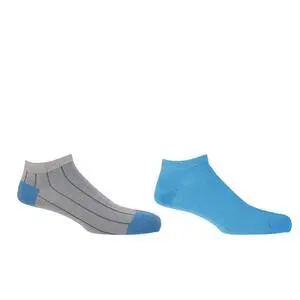 PEPER HAROW - MADE IN ENGLAND Pin Stripe Grey & Classic Trainer Socks Bundle - Blue