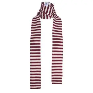 TIRILLM Pippi Long Trendy Pure Cashmere Scarf, Burgundy And Off White Stripes - Red