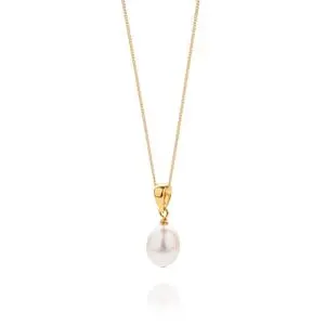 NELLOU JEWELLERY Ellen Pearl Drop Necklace - White/gold