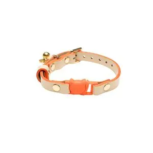 Zoë Pet Atelier Leather Cat Collar Beige - White