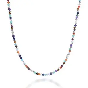 NELLOU JEWELLERY Multi Gemstone Necklace Sterling Silver - Gray
