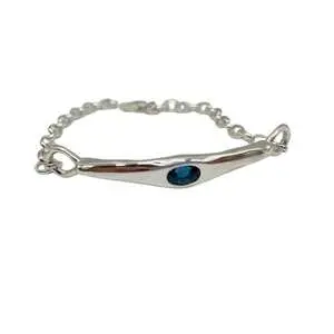 AMY DELSON JEWELRY Blue / Silver Blake London Blue Topaz Sterling Silver Adjustable Bracelet - Blue/silver