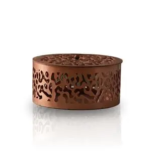 MARLETH Round Abstract Cut-out Brass Box – Copper Finish - Brown