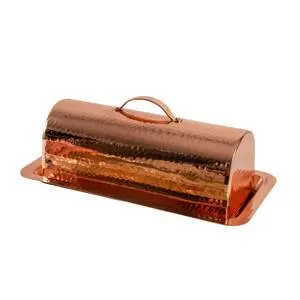 ANATOLIACRAFT Handmade Copper Bread Box With Lid - Brown