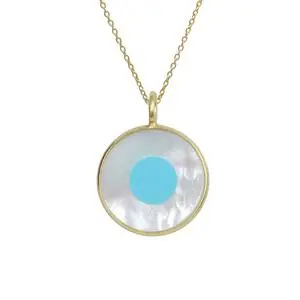 HYE JANE JEWELRY White / Blue Mother Of Pearl Vera Evil Eye Necklace - White/blue
