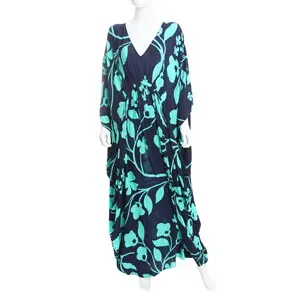 Saachi Bold Floral Navy Kaftan Maxi - Blue