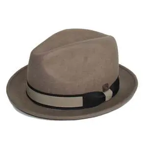 DASMARCA HATS Neutrals / Robin Khaki Wool Felt Two Tone Trilby Fedora Hat - Brown