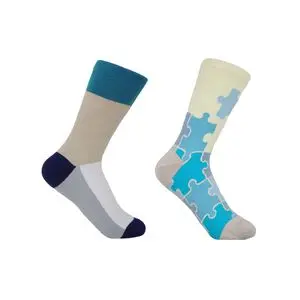 PEPER HAROW - MADE IN ENGLAND Taupe Victoria & Jigsaw Socks 2 Pack - Blue