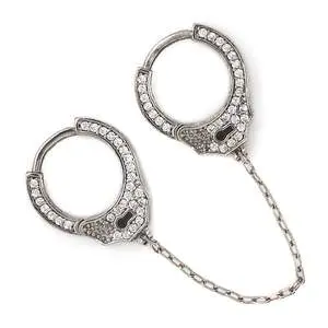 EBRU JEWELRY Sterling & Diamond Handcuff Design Earring - Silver