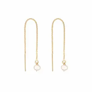 LILY & ROO Pearl Drop Threader Earrings - Gold