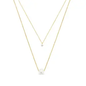 ESTERAH Pearl And Cubic Zirconia Layered Necklace - Gold