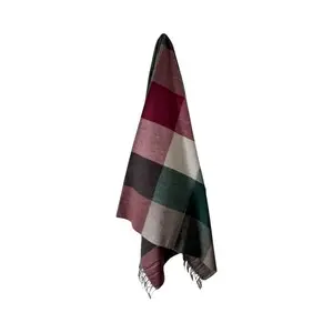 LOOM & COVE Recycled Wool Lifestyle Blanket /green Check - Red