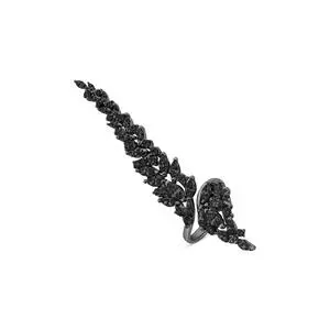 SALLY SKOUFIS Renaissance Ring With Made Cz Diamond Stimulant In Premium Rhodium - Black