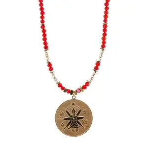 EBRU JEWELRY Gold / Red Spiritual Energy Beaded Yoga Choker Necklace - Gold/red