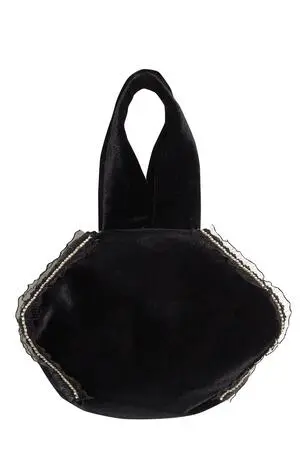 SARVIN Diamond-trimmed Lace Velvet Pouch Bag