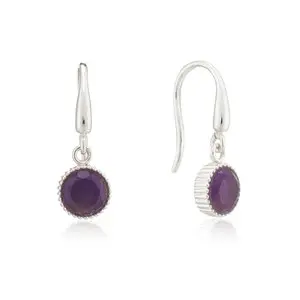AUREE JEWELLERY Barcelona Silver February Amethyst Birthstone Hook Earrings - Gray