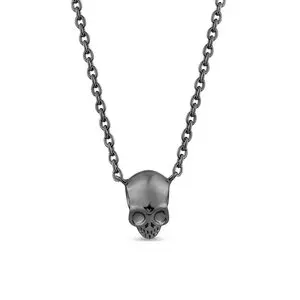 SALLY SKOUFIS Peace Necklace With Premium Rhodium - Black