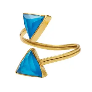 YAA YAA LONDON Ebien Gemstone Gold Adjustable Ring - Blue
