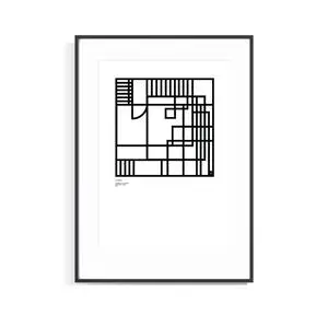 Curiosity Snug Numerology Series – Abstract Lines Number One Limited Edition Print - Black