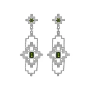 ZOË & MORGAN Silver / Green Munay Earrings Silver Chrome Diopside - Silver/green