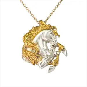 SIMON KEMP JEWELLERS Horse Head Pendant Eighteen Carat Gold On Solid Sterling - Silver