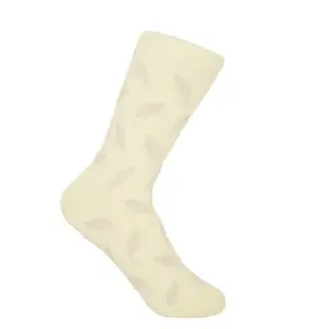 PEPER HAROW - MADE IN ENGLAND Neutrals Cream Leaf Socks - White