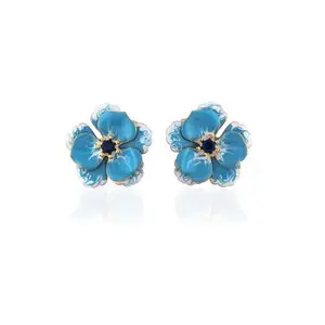 MILOU JEWELRY Light Viola Flower Earrings - Blue