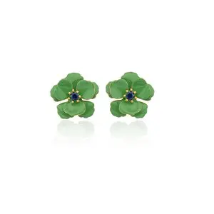 MILOU JEWELRY Light Viola Flower Earrings - Green