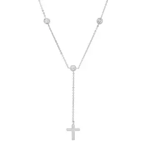 KYLIE HARPER Sterling Bezel-set Diamond Cz Cross Y Necklace - Silver
