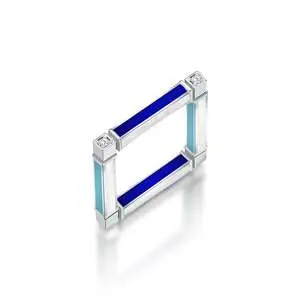 C|ND|N BY CANDAN BALTO Megaron Square & Blues Enamel Ring - Silver