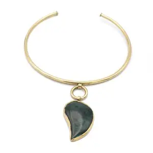 LALA SALAMA Kijani Malachite Lunar Choker - Gold