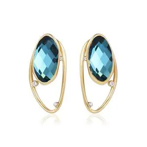 RARE MATTERS JEWELRY Double Style Sparkles Glass Earrings - Blue