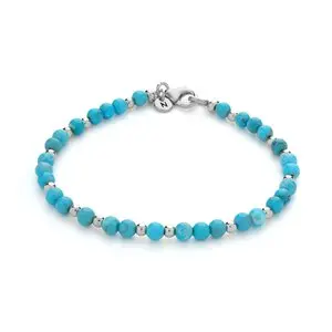 NELLOU JEWELLERY Jewel Bead December Birthstone Bracelet Sterling Silver Turquoise - Blue