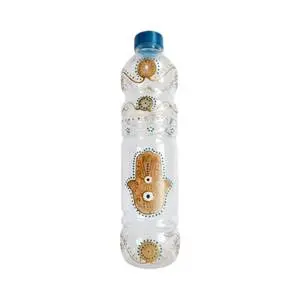 CASA DUNIYA Hand-painted Copper Evil Eye Glass Sadia Water Bottle - Gold