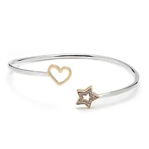 KAIZARIN Open Heart & Star Bangle - Silver