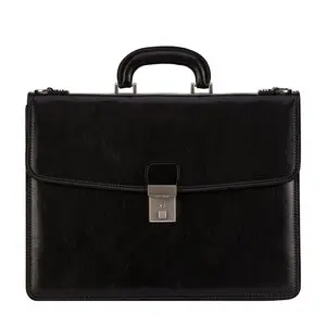 TIME RESISTANCE Leather Briefcase The Sound Of The Mountain - Black